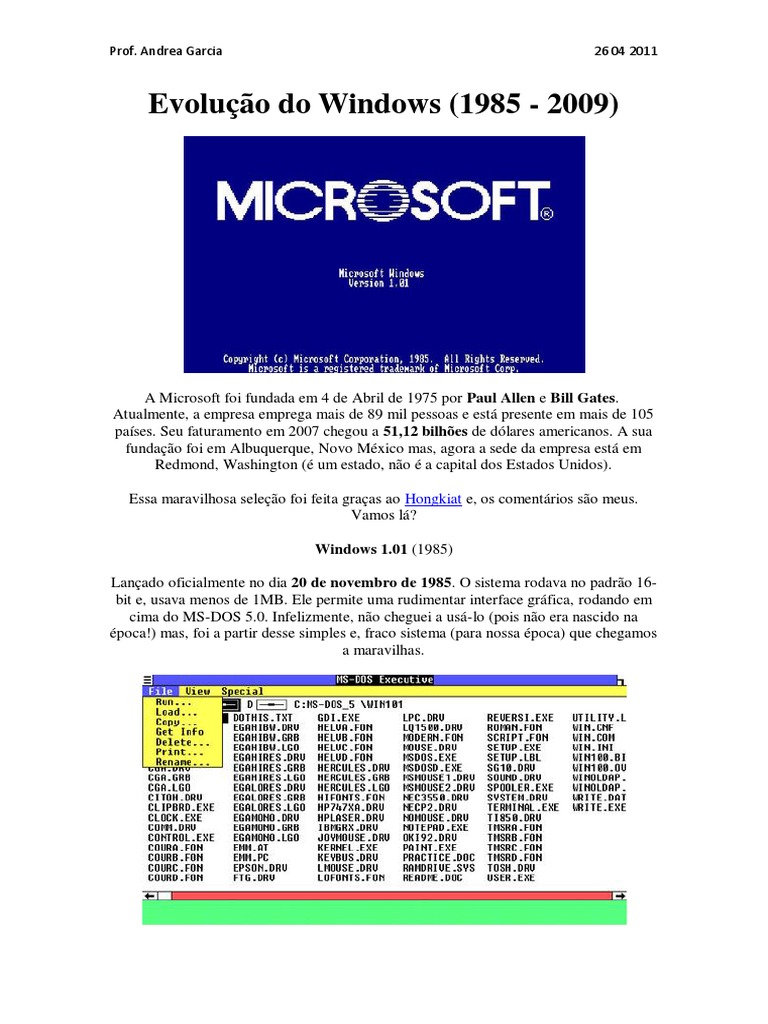 Evolução Windows | PDF | Microsoft Windows | Microsoft