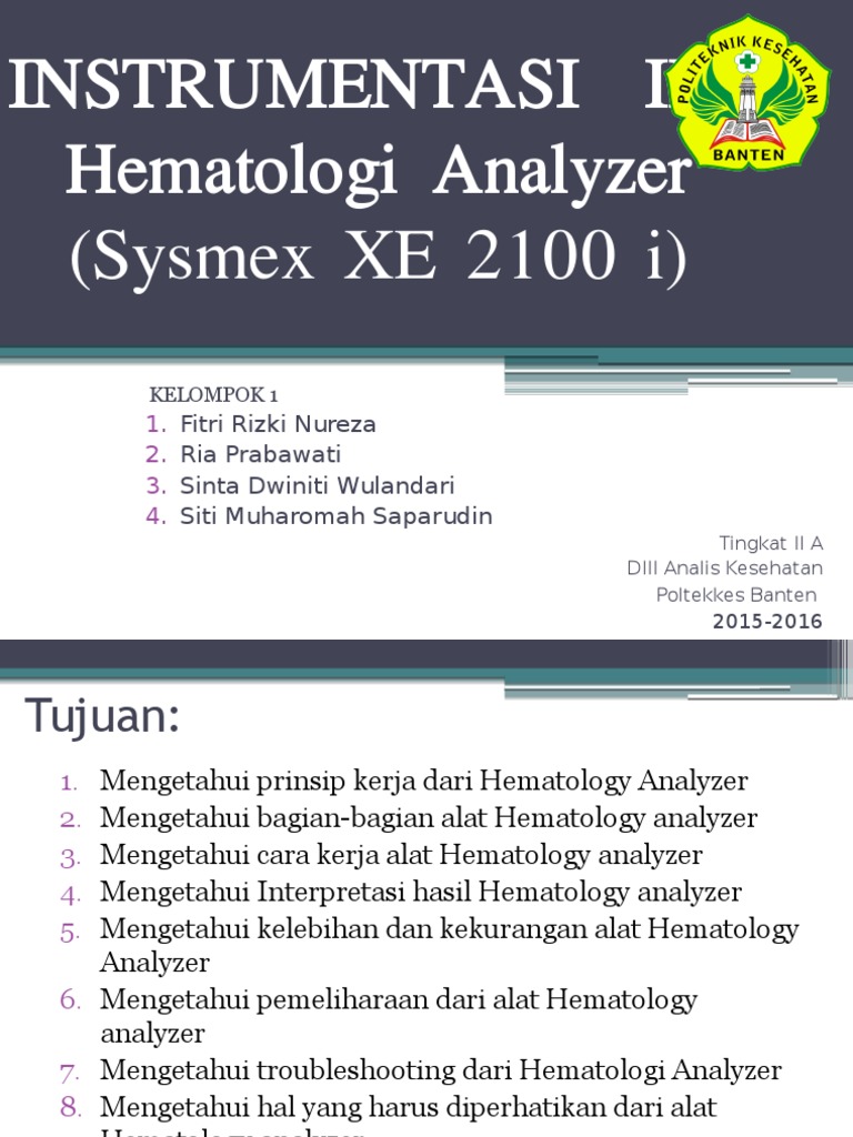 Hematologi Analyzer Fix Nih | PDF