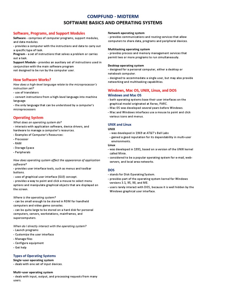 Computer Fundamentals (Midterm) | PDF | Operating System | Graphical User Interfaces