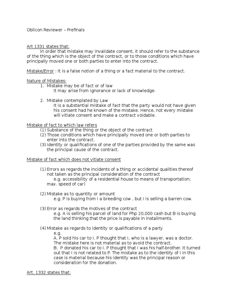 Oblicon Reviewer | PDF | Annulment | Fraud