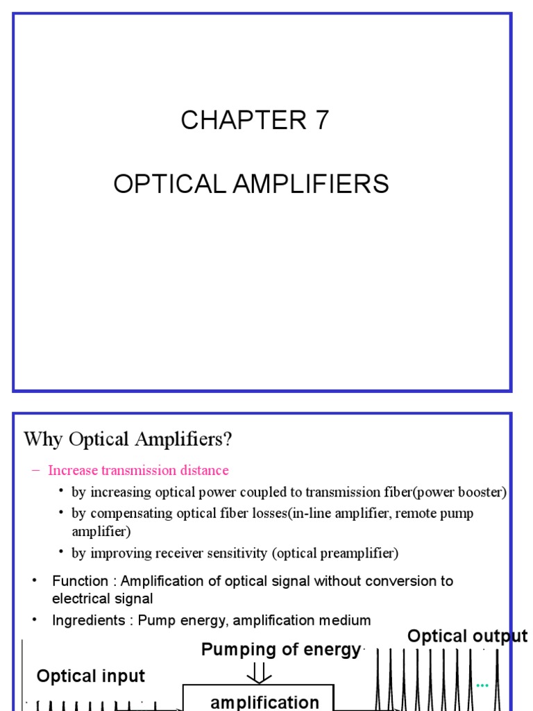 Optical Amplifiers: Types & Applications | PDF | Wavelength Division ...