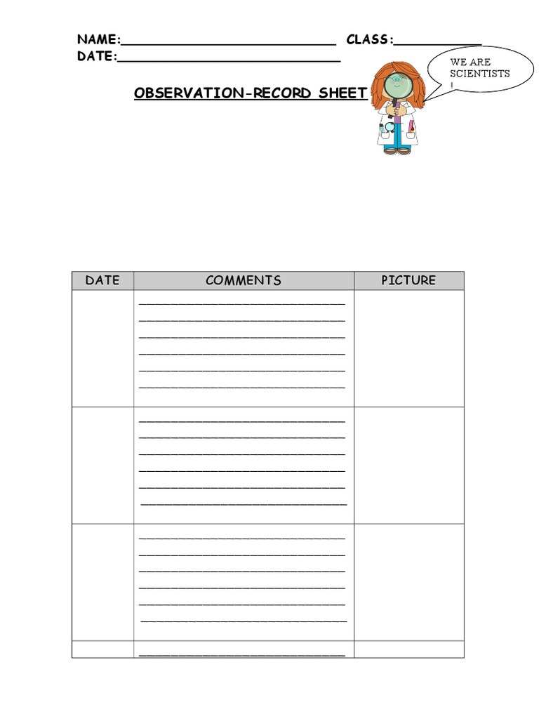 Science Experiment Observation Sheet | PDF