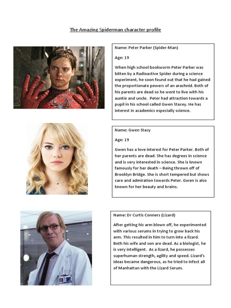 The Amazing Spiderman Character Profile | PDF