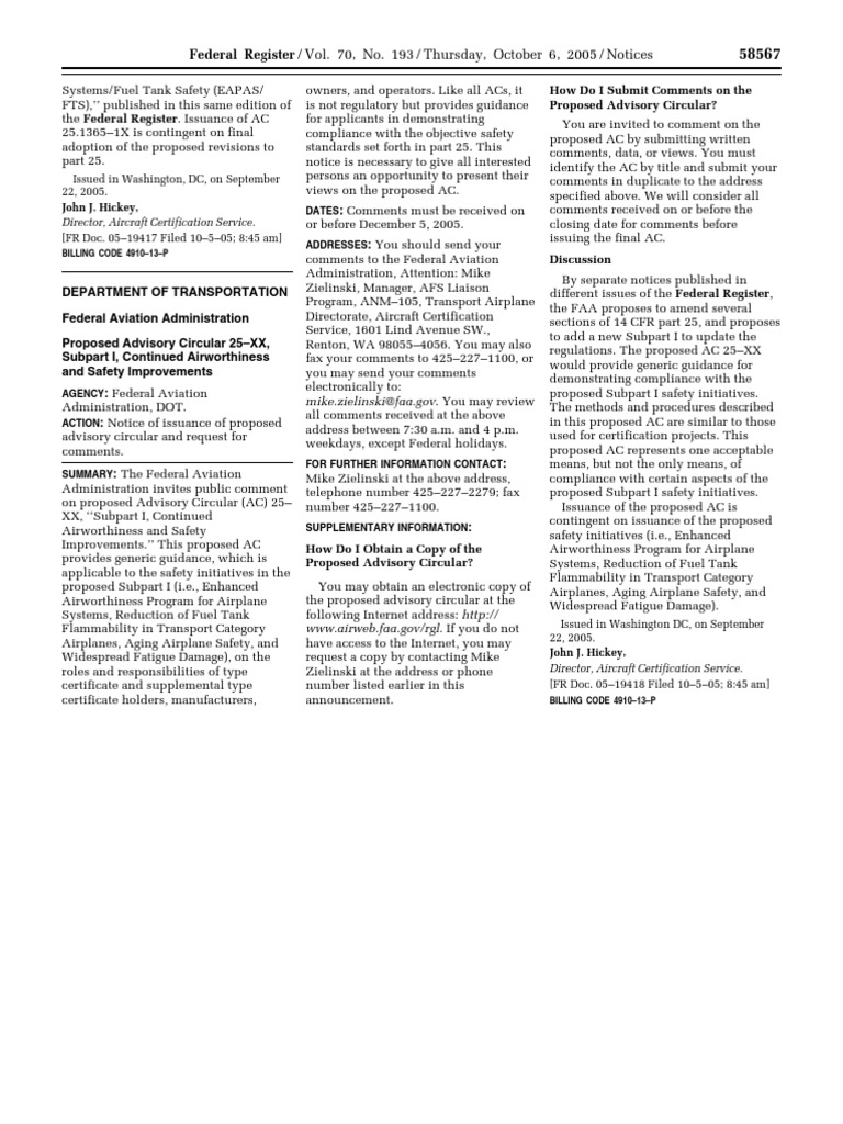 Notice: Advisory Circulars Availability, Etc.: Airworthiness and Safety ...