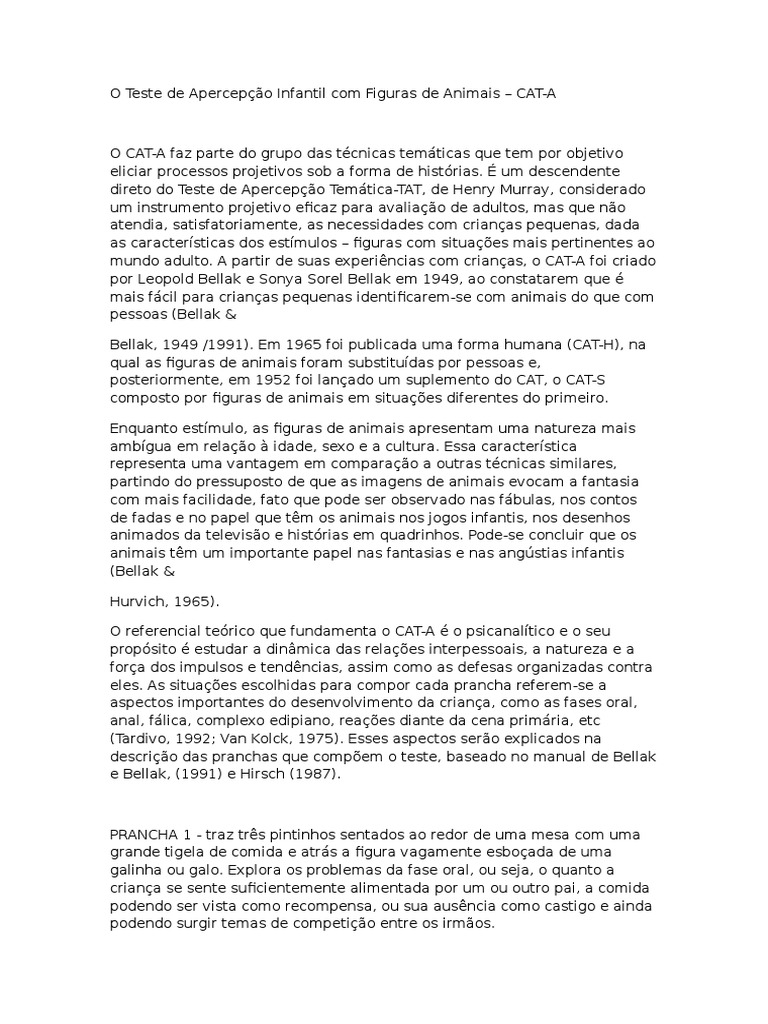 Cat test psicológico | PDF | Percepção | Pensamento