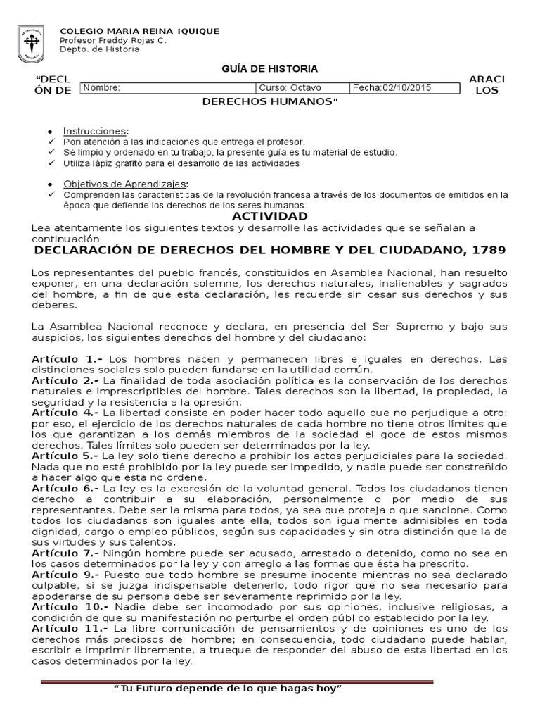 Guia - Declaración de Los Derechos Humanos | PDF | Libertad ...