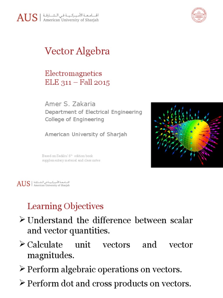1 Vector Algebra | PDF | Euclidean Vector | Scalar (Mathematics)