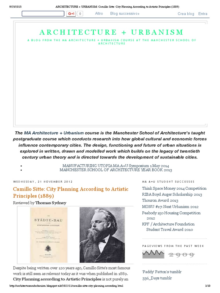 ARCHITECTURE + URBANISM - Camillo Sitte - City Planning According To ...