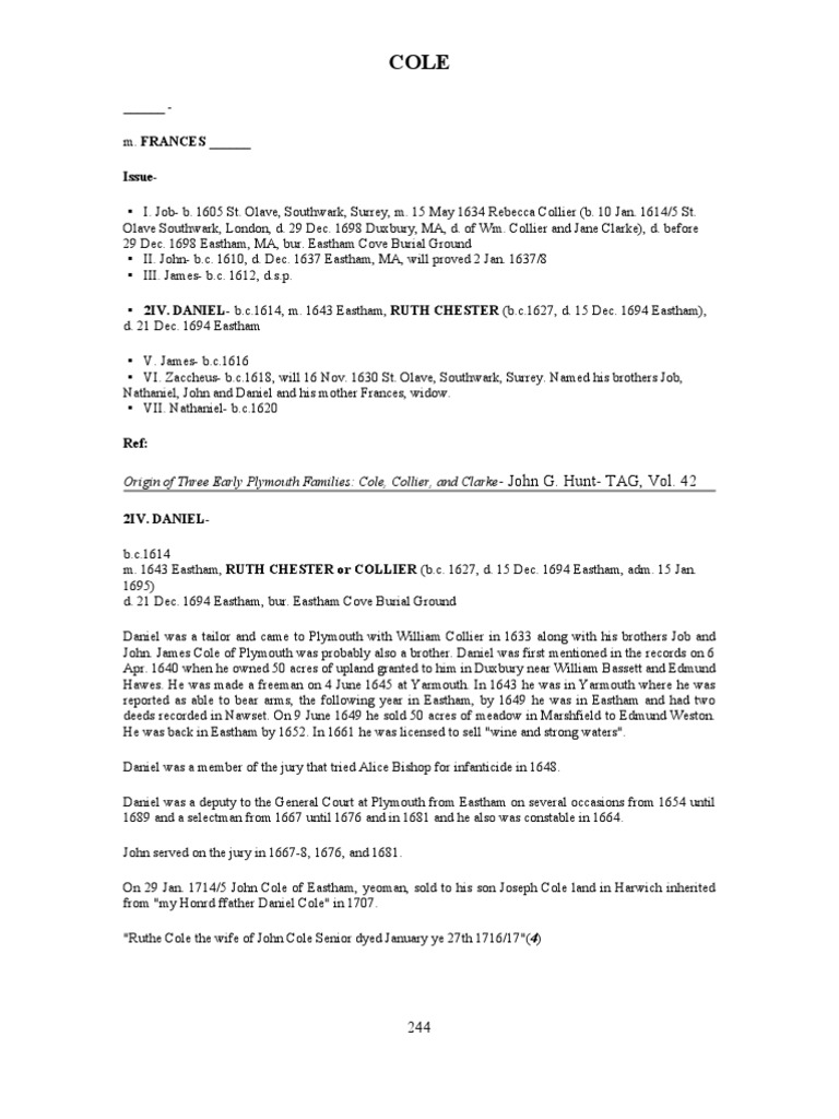 Cole Genealogy | PDF