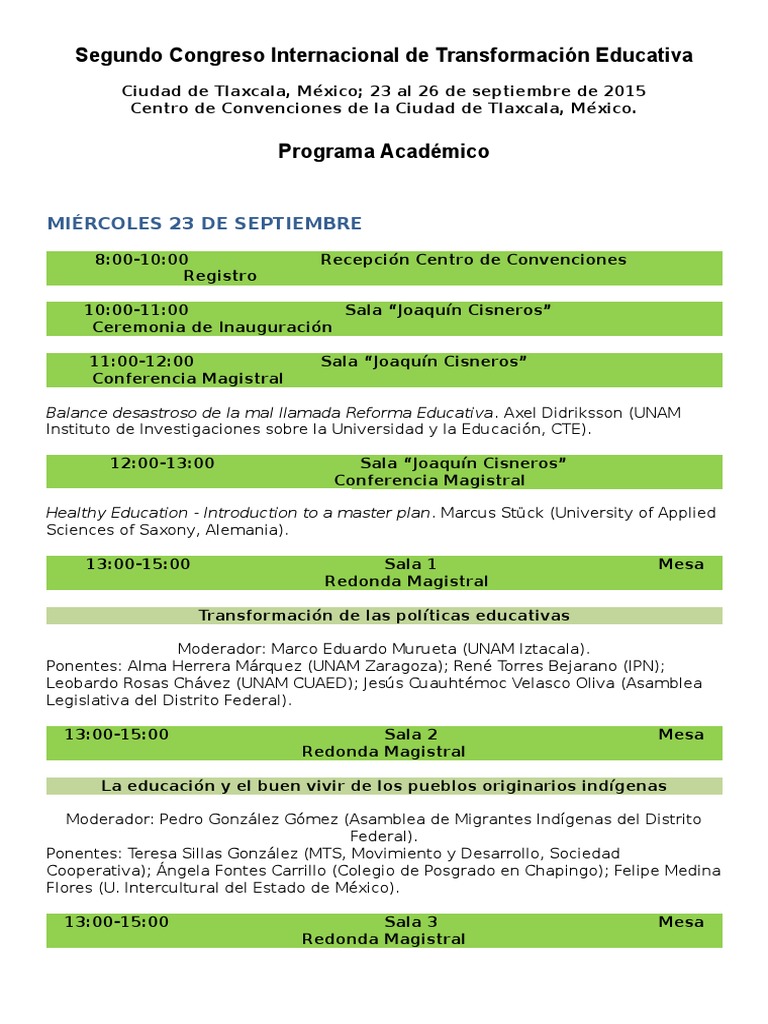Programa Definitivo II Congreso Internacional de Transformación Educativa | PDF | Maestros | México
