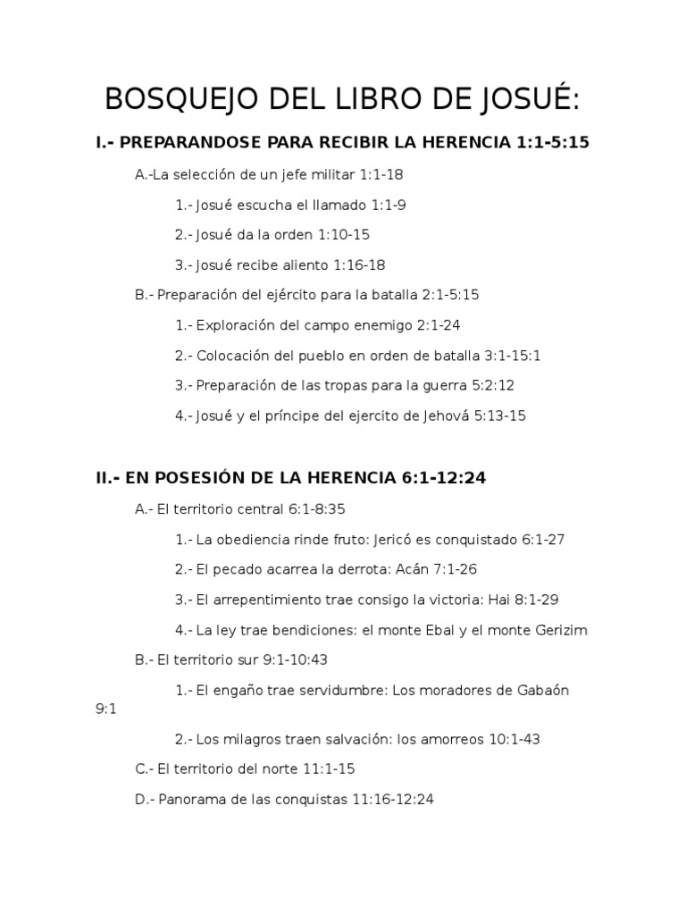 Bosquejo Del Libro de Josue | PDF