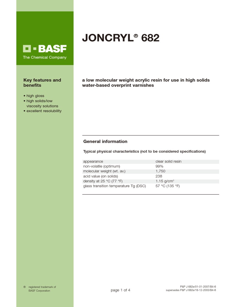 Joncryl 682 | PDF | Technology & Engineering
