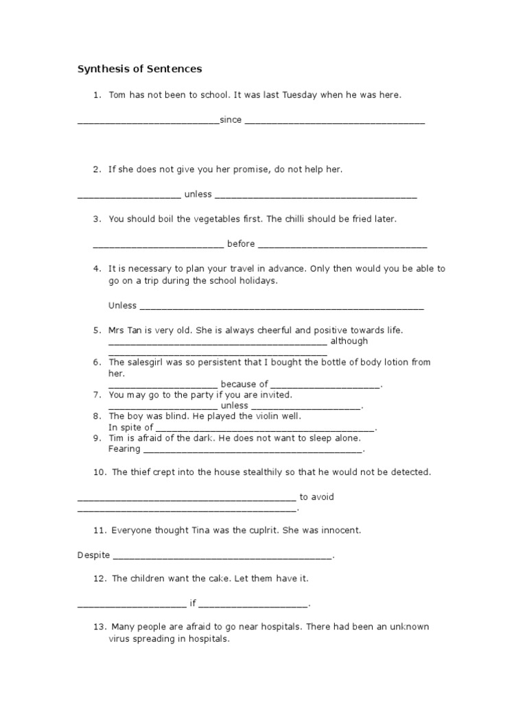 Synthesis of Sentences | PDF | English Language | Linguistic Typology