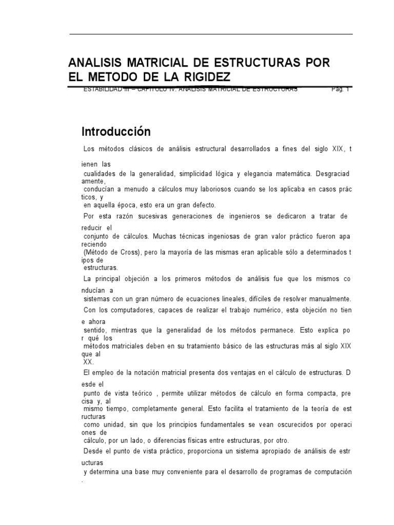 Análisis Matricial de Las Estructuras Por El Método de La Rigidez | PDF | Objetos matemáticos ...