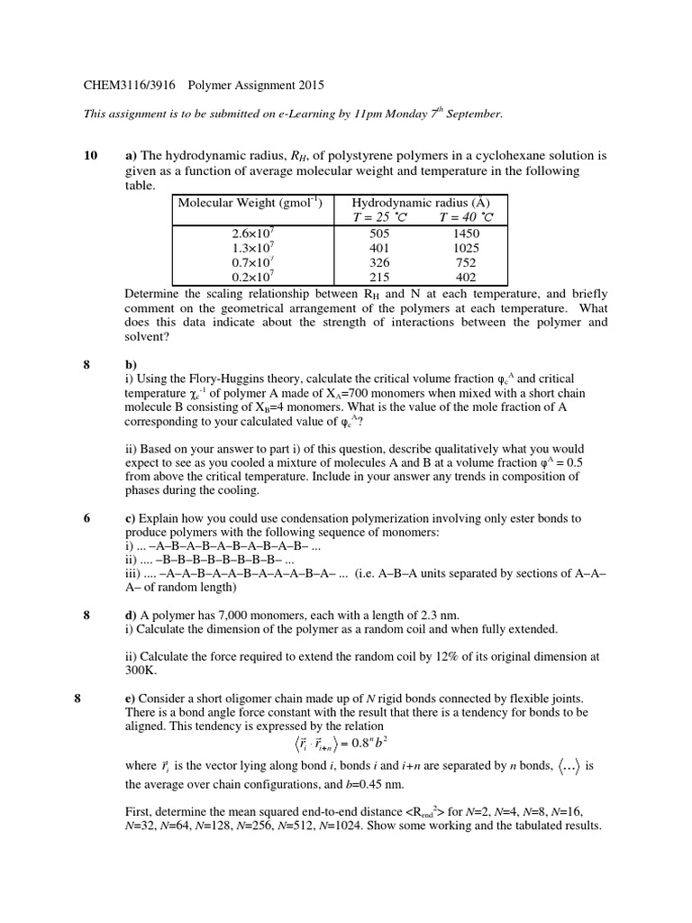 Polymers Questions | PDF | Polymers | Polymer Chemistry
