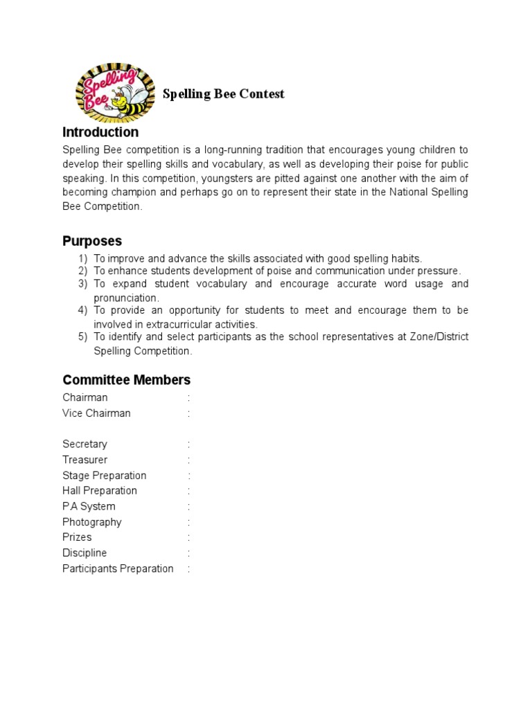 Spelling Bee Contest Overview 2012 | PDF | Spelling | Vocabulary
