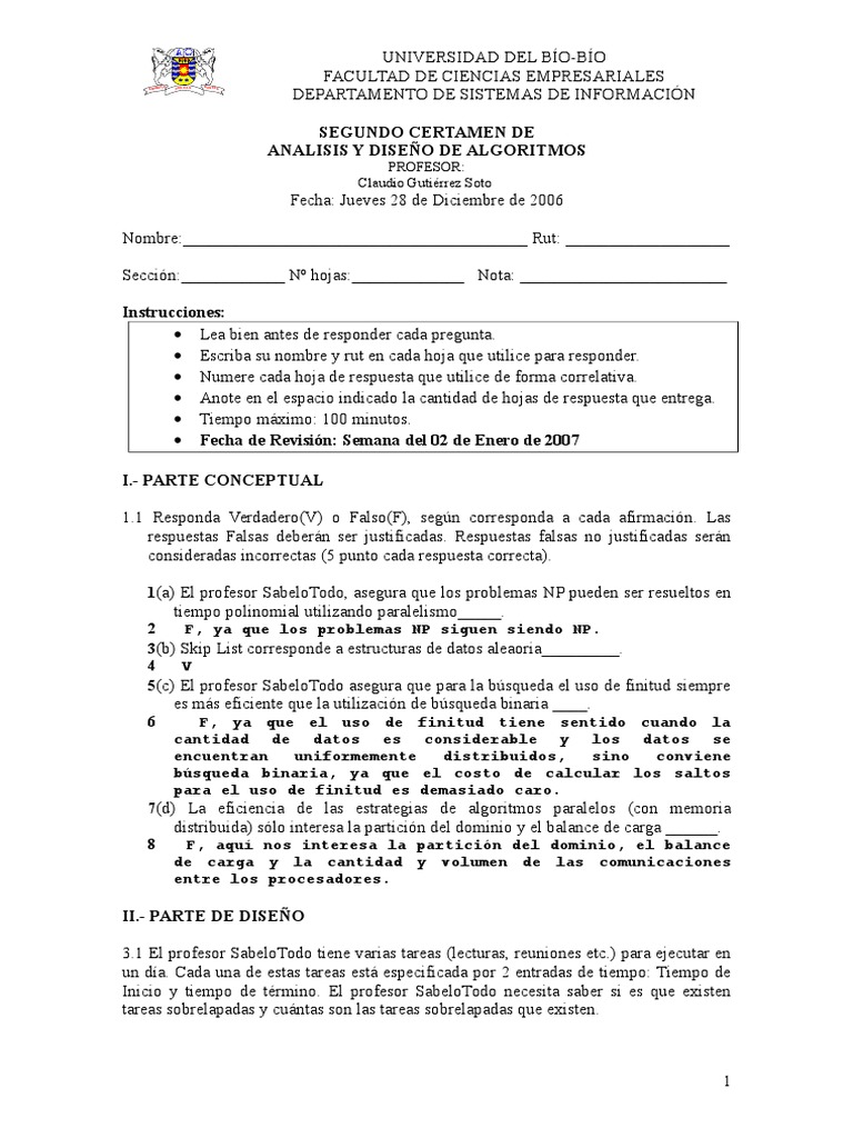 Certamen ADA | PDF | Algoritmos | Bases de datos