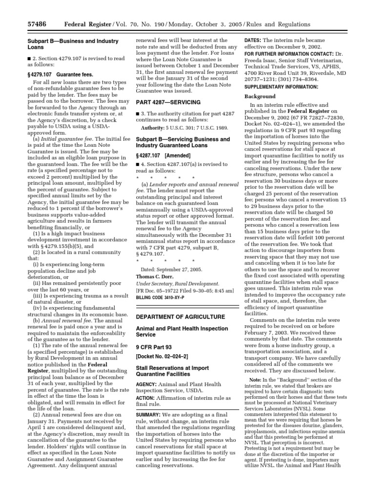Rule: Exportation and Importation of Animals and Animal Byproducts ...