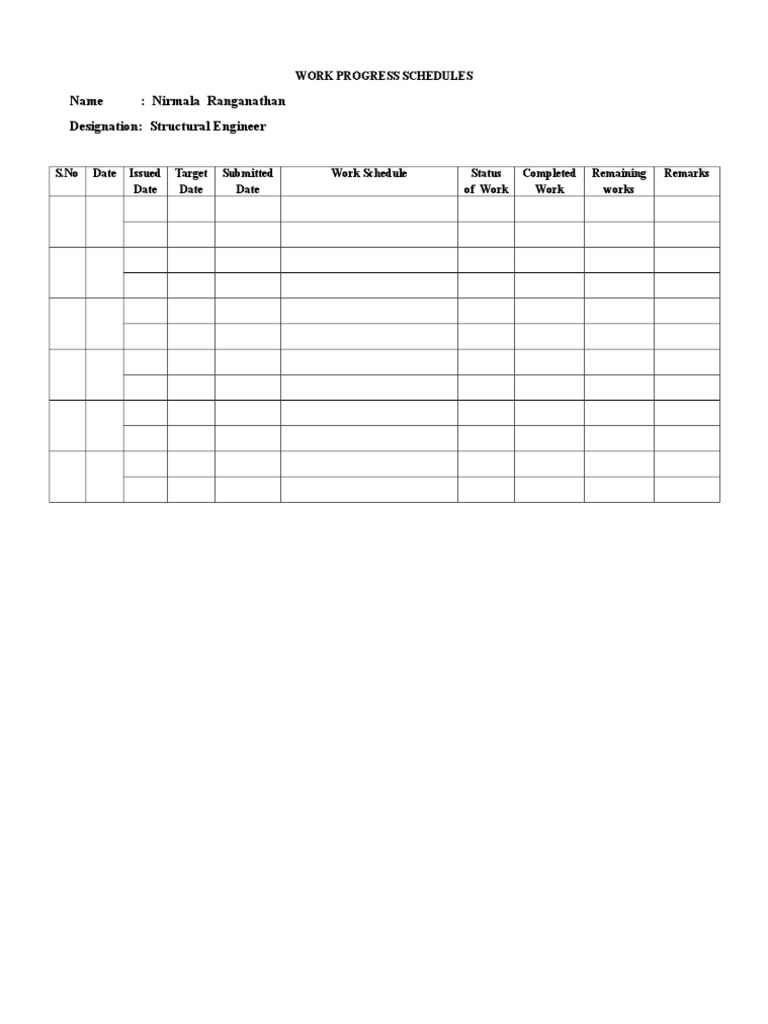Work Progress Schedules Overview | PDF