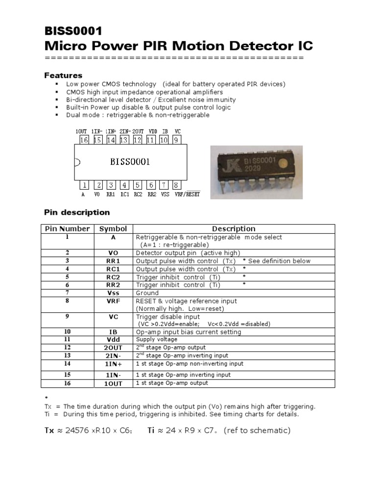 BISS0001 PIR Motion Detector IC Guide | PDF