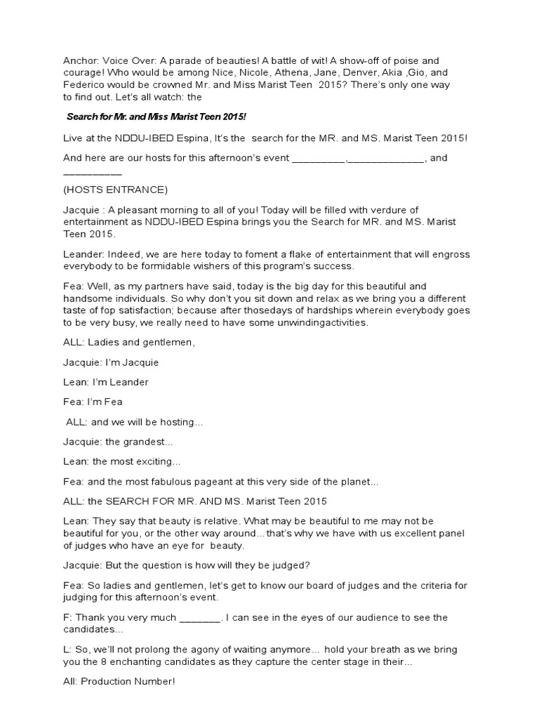 Marist Teen Script | PDF