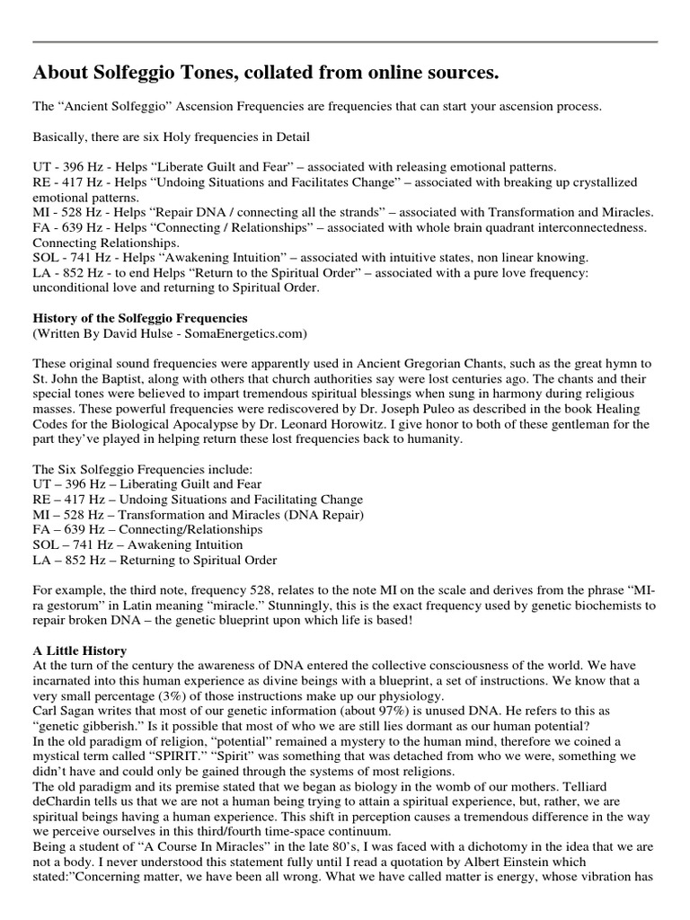 Discover Solfeggio Frequencies | PDF | Pitch (Music) | Gregorian Chant