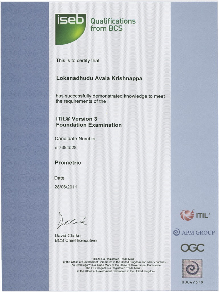 ITIL Certificate | PDF