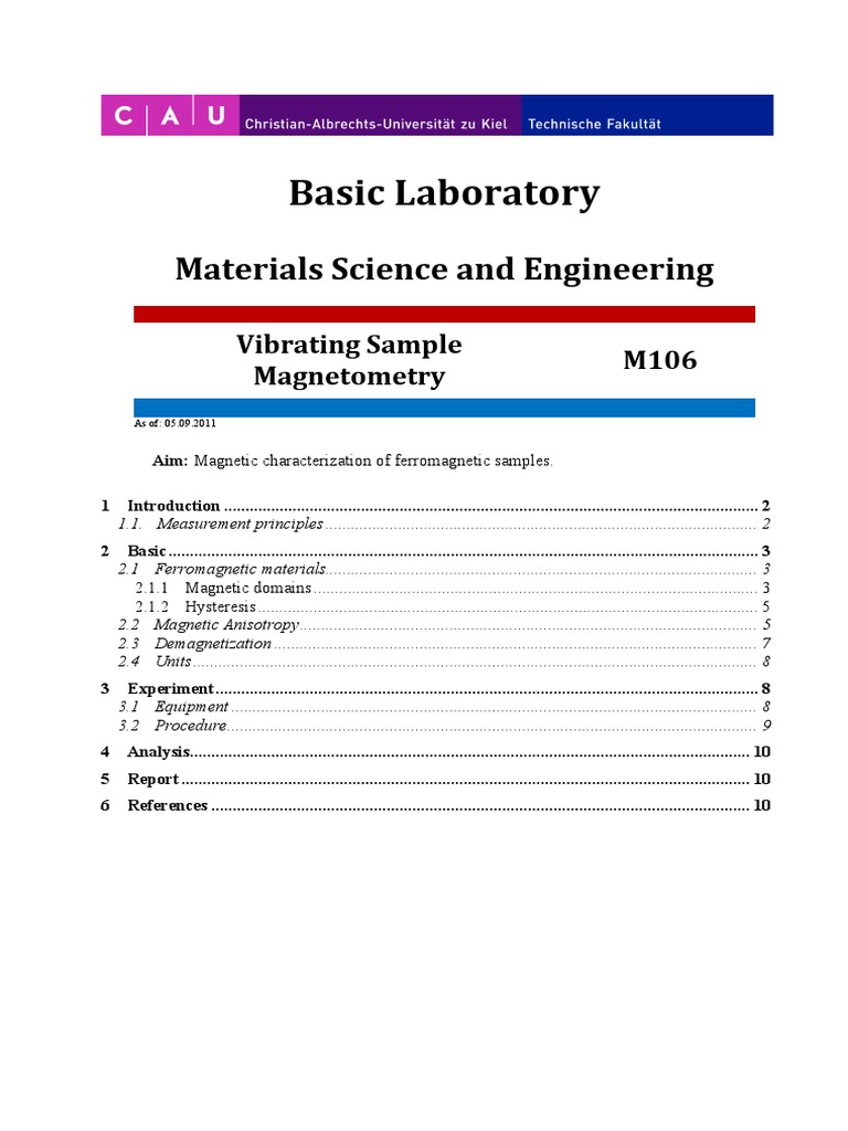 Vibrating Sample Magnetometry Guide | PDF | Magnetometer | Inductor