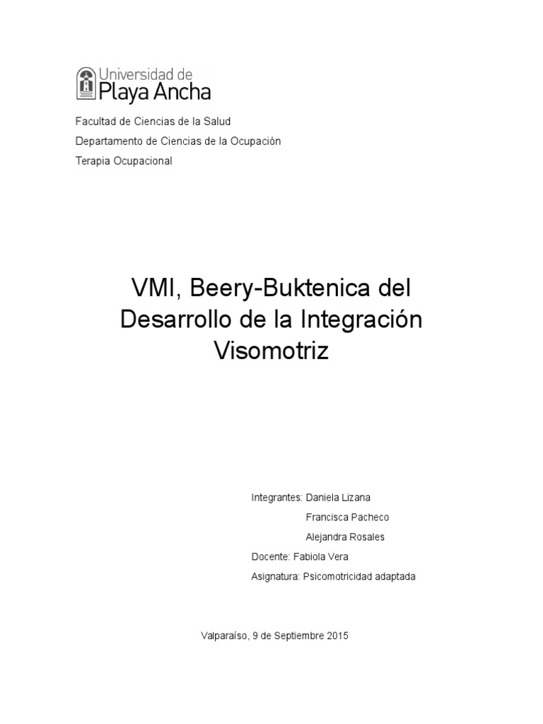 VMI, Beery-Buktenica Del Desarrollo de La Integración Visomotriz | PDF ...