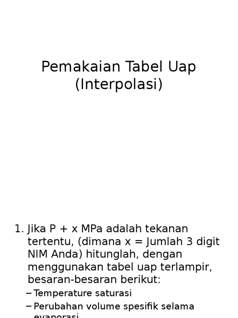 Pemakaian Tabel Uap | PDF