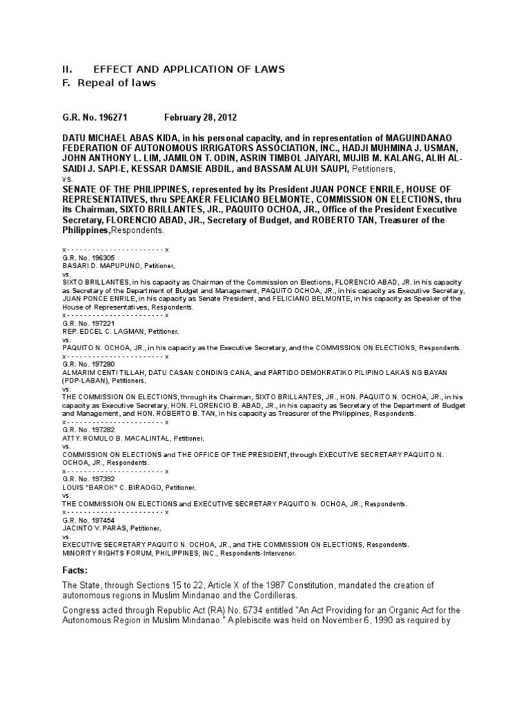 II. Effect and Application of Laws F. Repeal of Laws | PDF ...