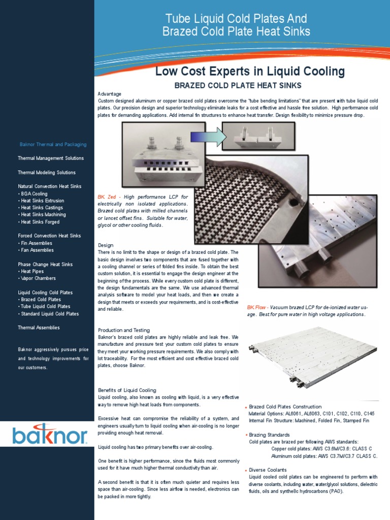 Baknor Cold Plates Liquid and Brazed | PDF | Coolant | Liquids