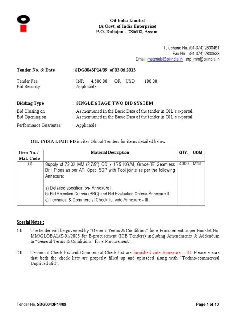 2.78 Drill Pipe Specification | PDF | Pipe (Fluid Conveyance ...