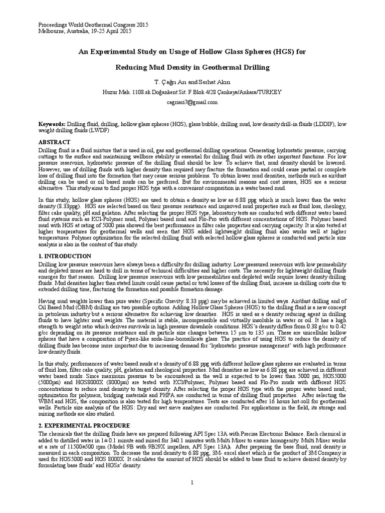 An Experimental Study On Usage of Hollow Glass Spheres (HGS) For ...