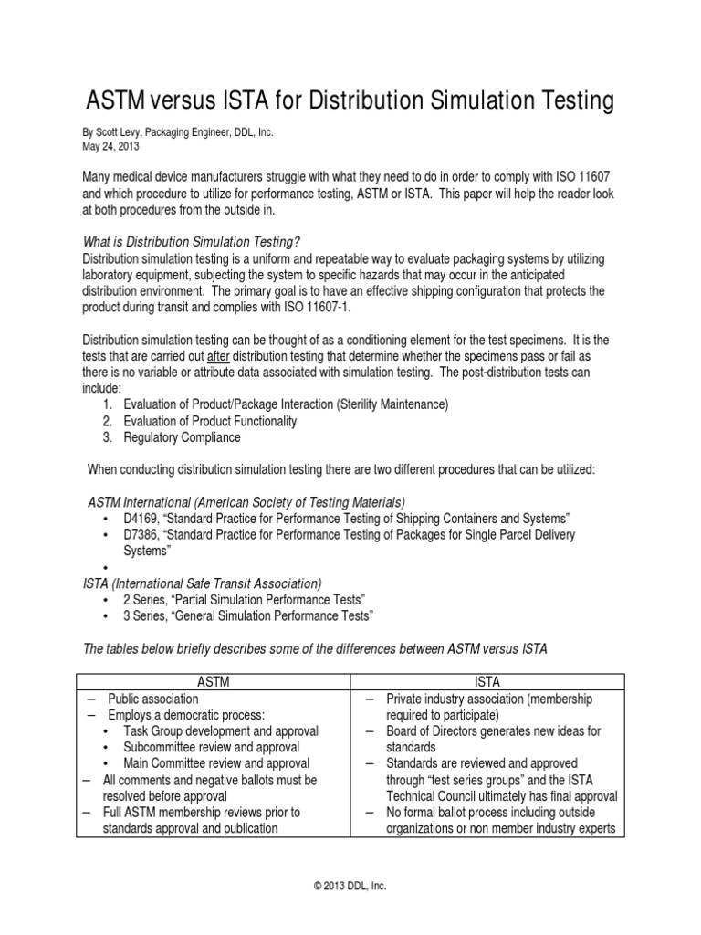 ASTM Vs ISTA Distribution Simulation Test | PDF | Packaging And ...