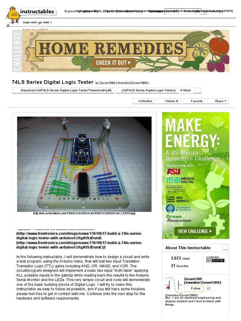 74LS Series Digital Logic Tester PDF | PDF | Logic Gate | Arduino