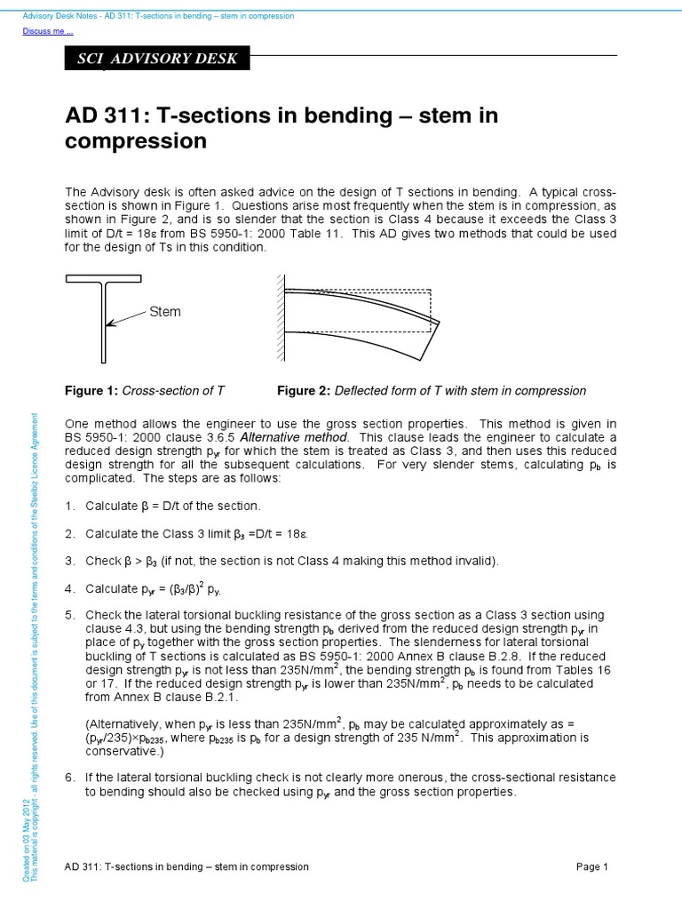Tee Section Class 4 | PDF | Bending | Strength Of Materials