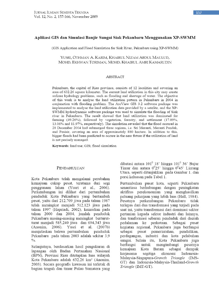 Aplikasi GIS Dan Simulasi Banjir Sungai Siak Pekanbaru Menggunakan XP ...