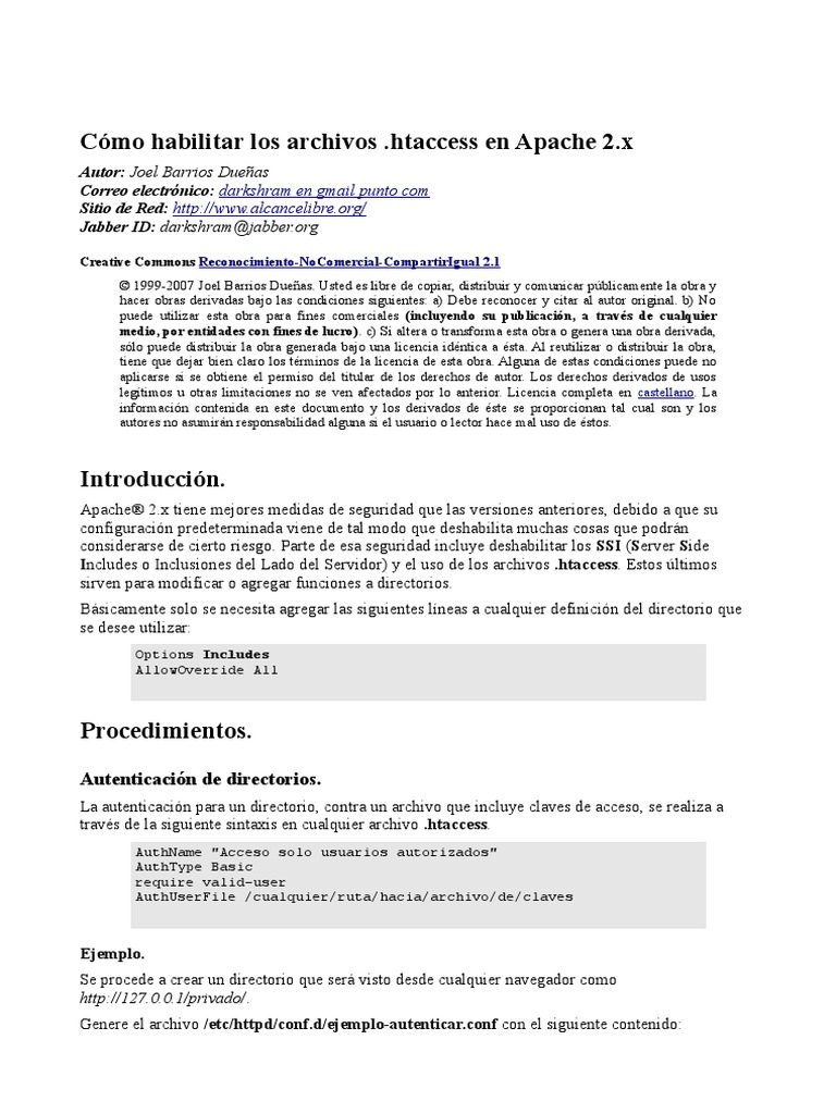 Tema 2 Practica Como Habilitar Los Archivos .Htaccess en Apache2 PDF | PDF | Servidor HTTP ...