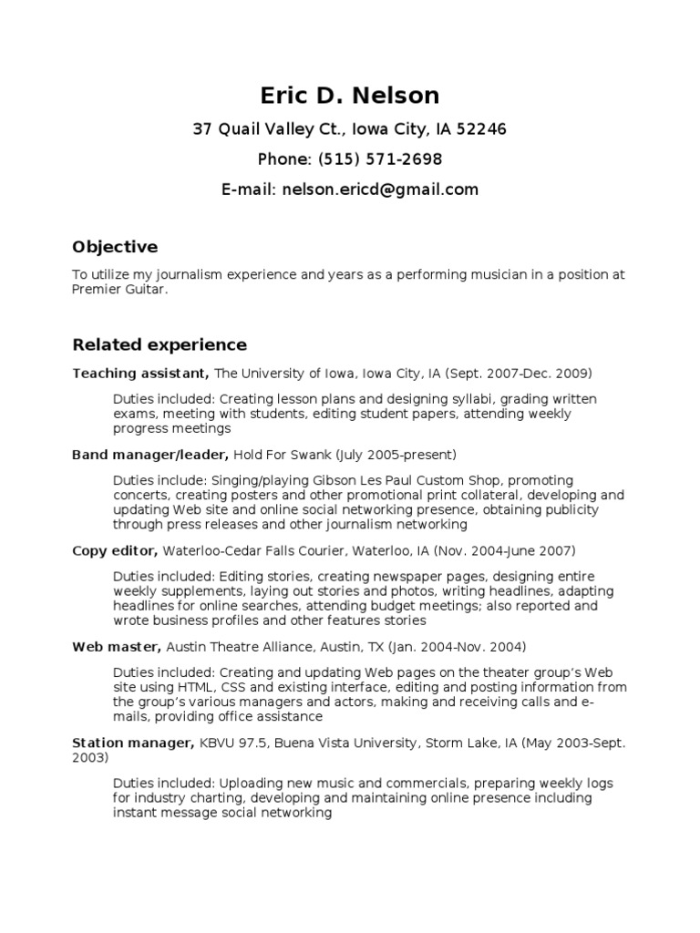 Nelson Resume Mar 2010 | PDF | World Wide Web | Internet & Web