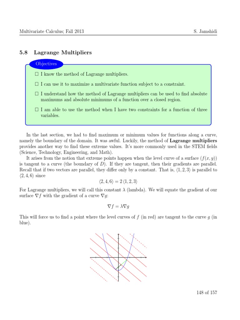 Lagrange Multipliers | PDF | Maxima And Minima | Equations