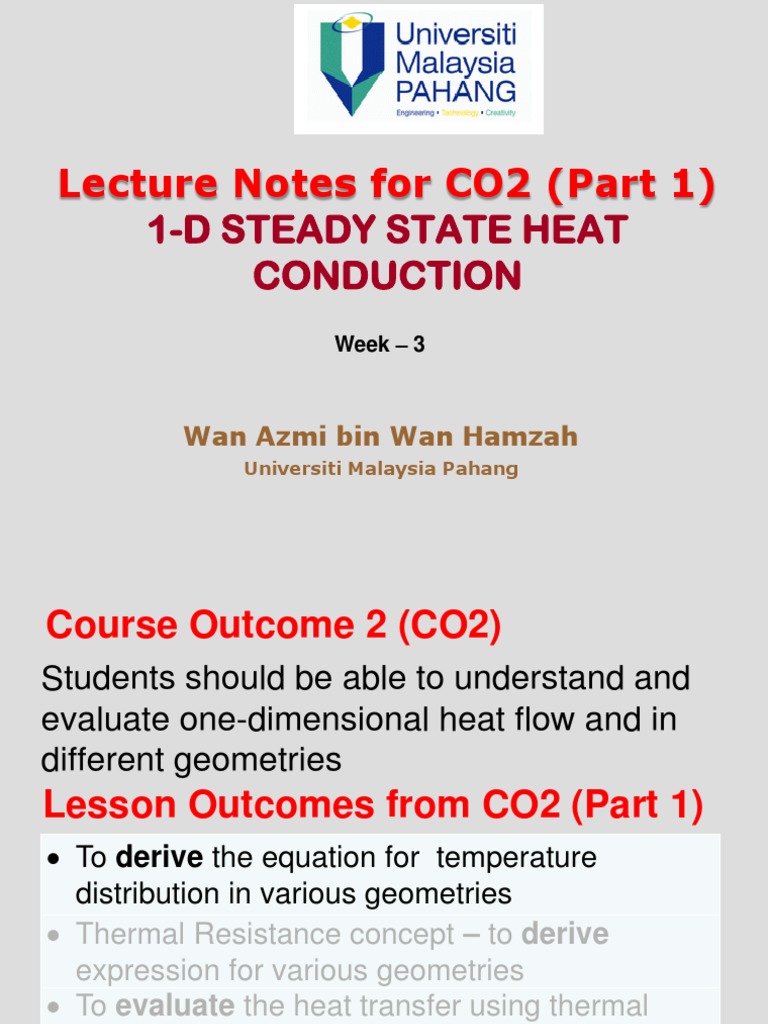 Lecture Notes For CO2 (Part 1) : 1-D Steady State Heat Conduction | PDF ...