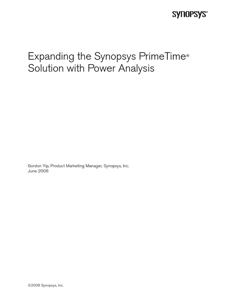 Expanding The Synopsys Primetime Solution With Power Analysis | PDF ...
