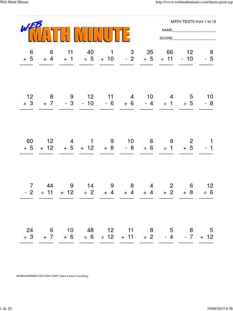 Web Math Minute | PDF