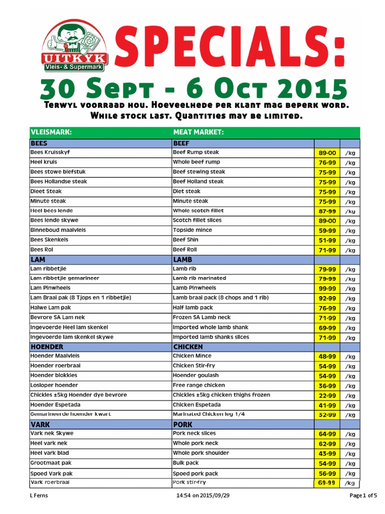 Uitkyk Specials | PDF