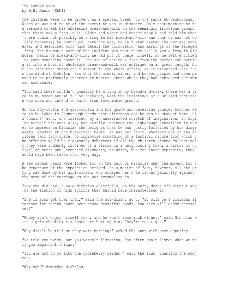 The Lumber Room | PDF | Nature | Violence