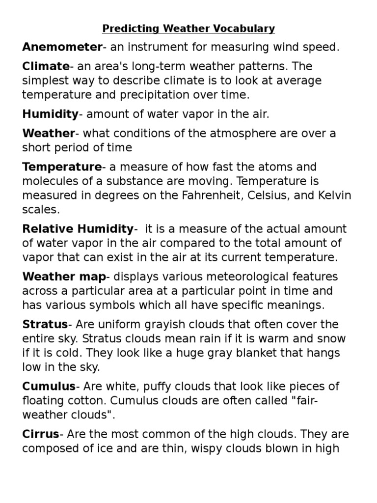 10.1.15 Predicting Weather Vocabulary | PDF | Teaching Methods ...