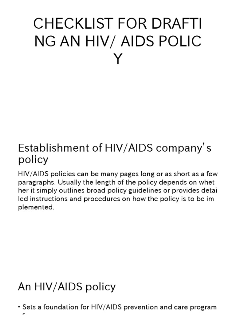 Checklist For Drafting An Hiv | Download Free PDF | Hiv/Aids ...