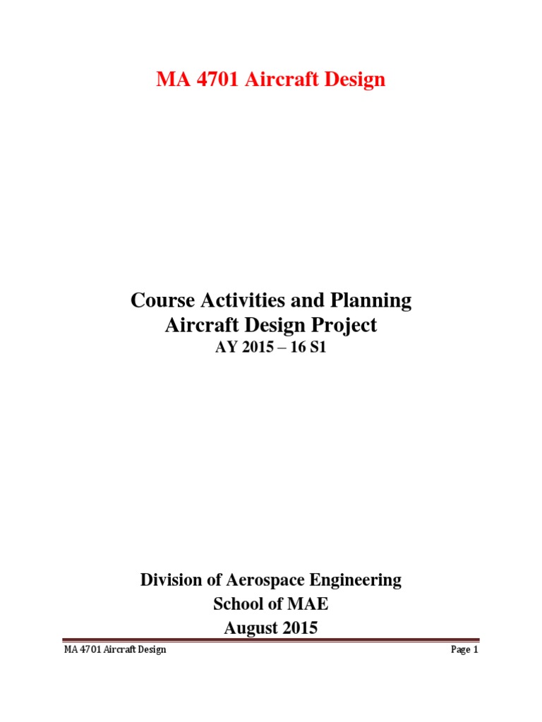 MA 4701 AY 15 S1 Aircraft Design - Course Activities and Planning | PDF ...