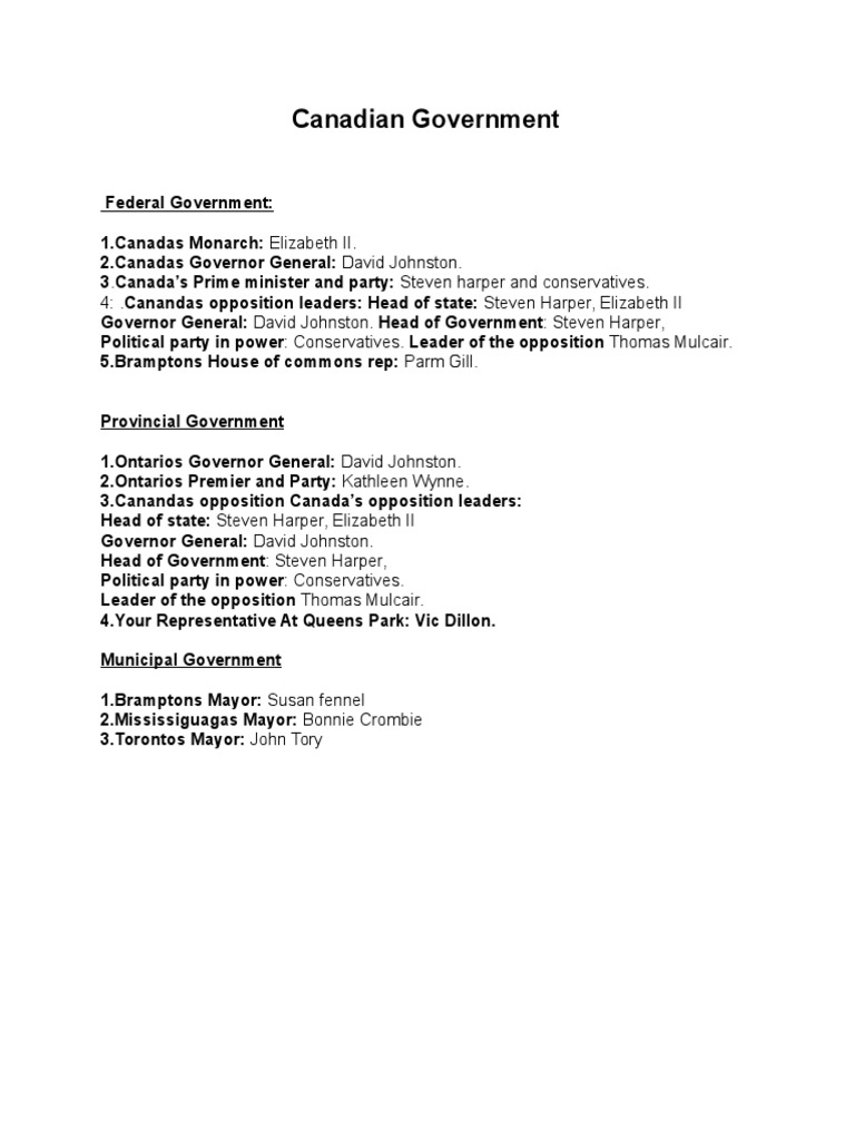 Canadian Government | PDF